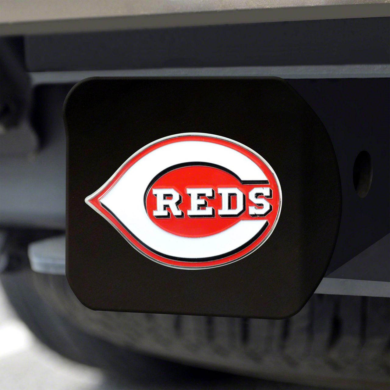 Tacoma Hitch Cover with Cincinnati Reds Logo; Black (Universal; Some ...