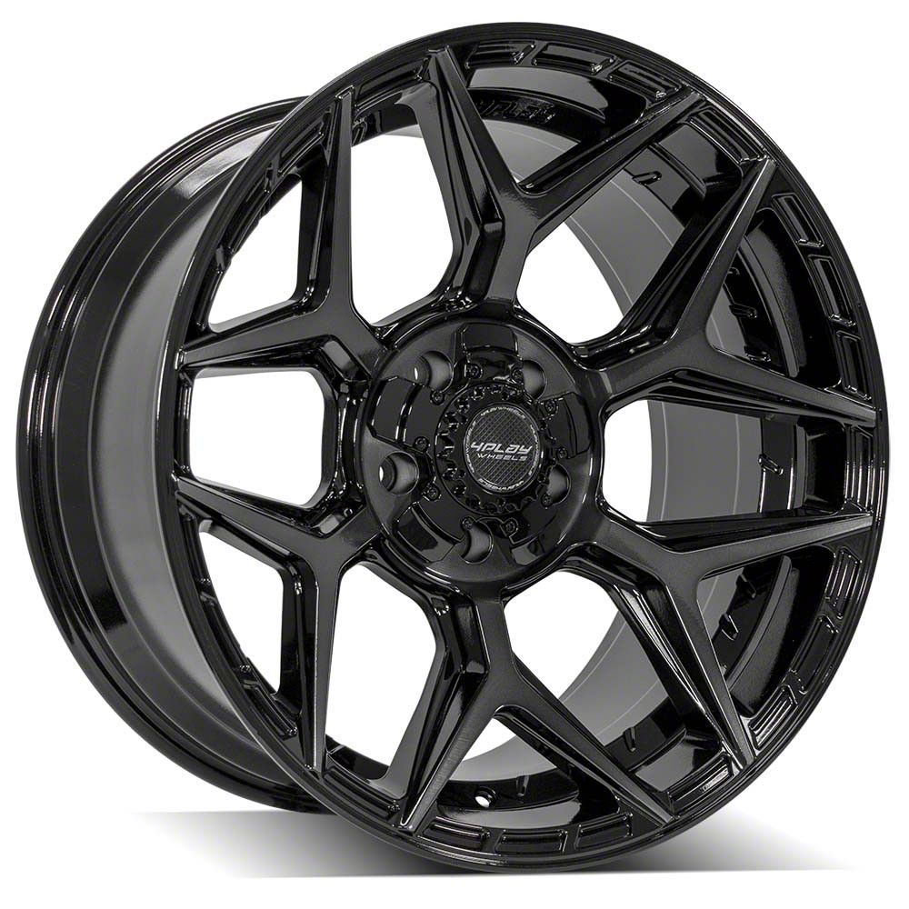 4Play Bronco 4P06 Gloss Black with Brushed Face 6-Lug Wheel; 20x10 ...