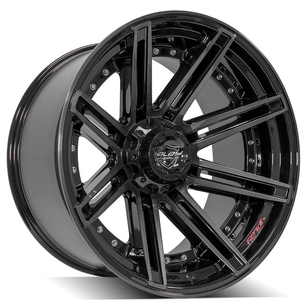 4Play Jeep Wrangler 4P08 Gloss Black with Brushed Face Wheel; 22x12 ...