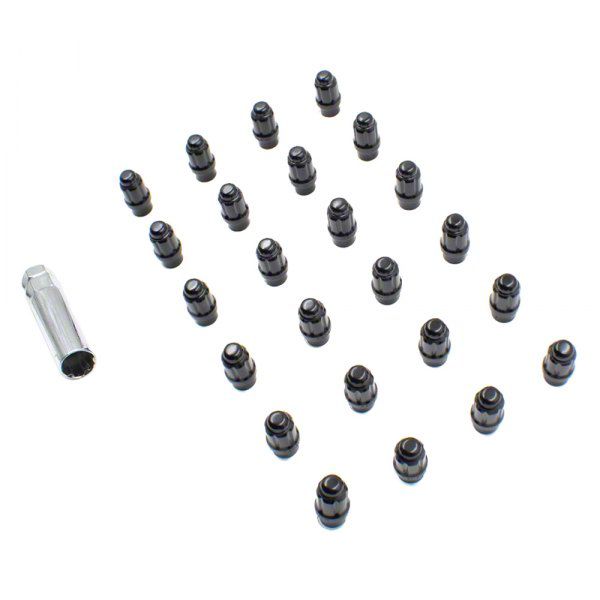 Toyota 4-Runner Bulge Black Acorn Lug Nut Kit; 12mm x 1.5; Set of 24 ...