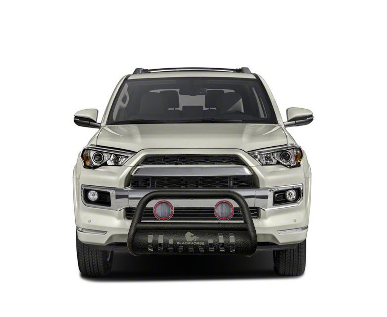 Toyota 4-Runner Bull Bar with Skid Plate and 5.30-Inch Red Round Flood ...