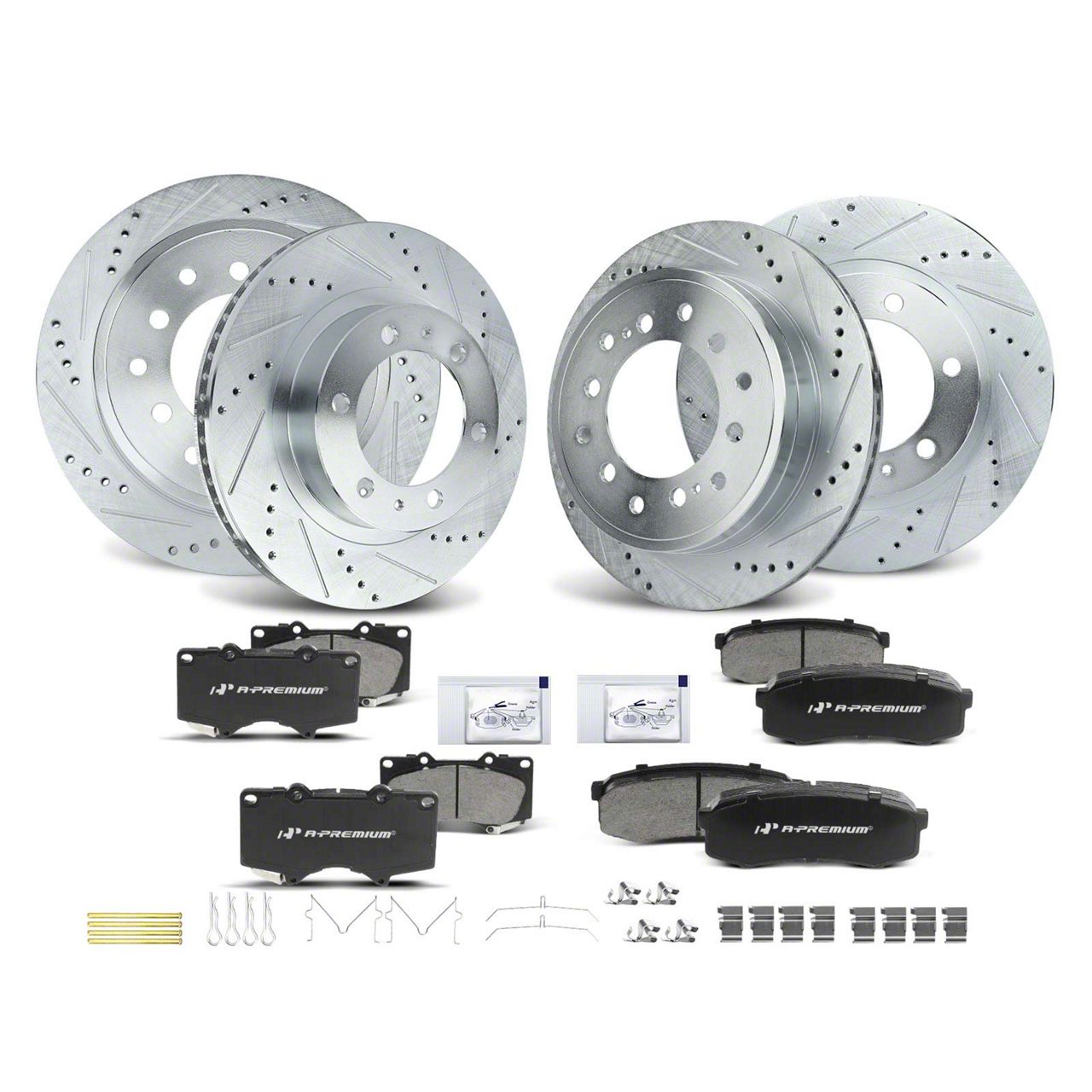 Toyota 4-Runner Drilled and Slotted 6-Lug Brake Rotor and Pad Kit ...
