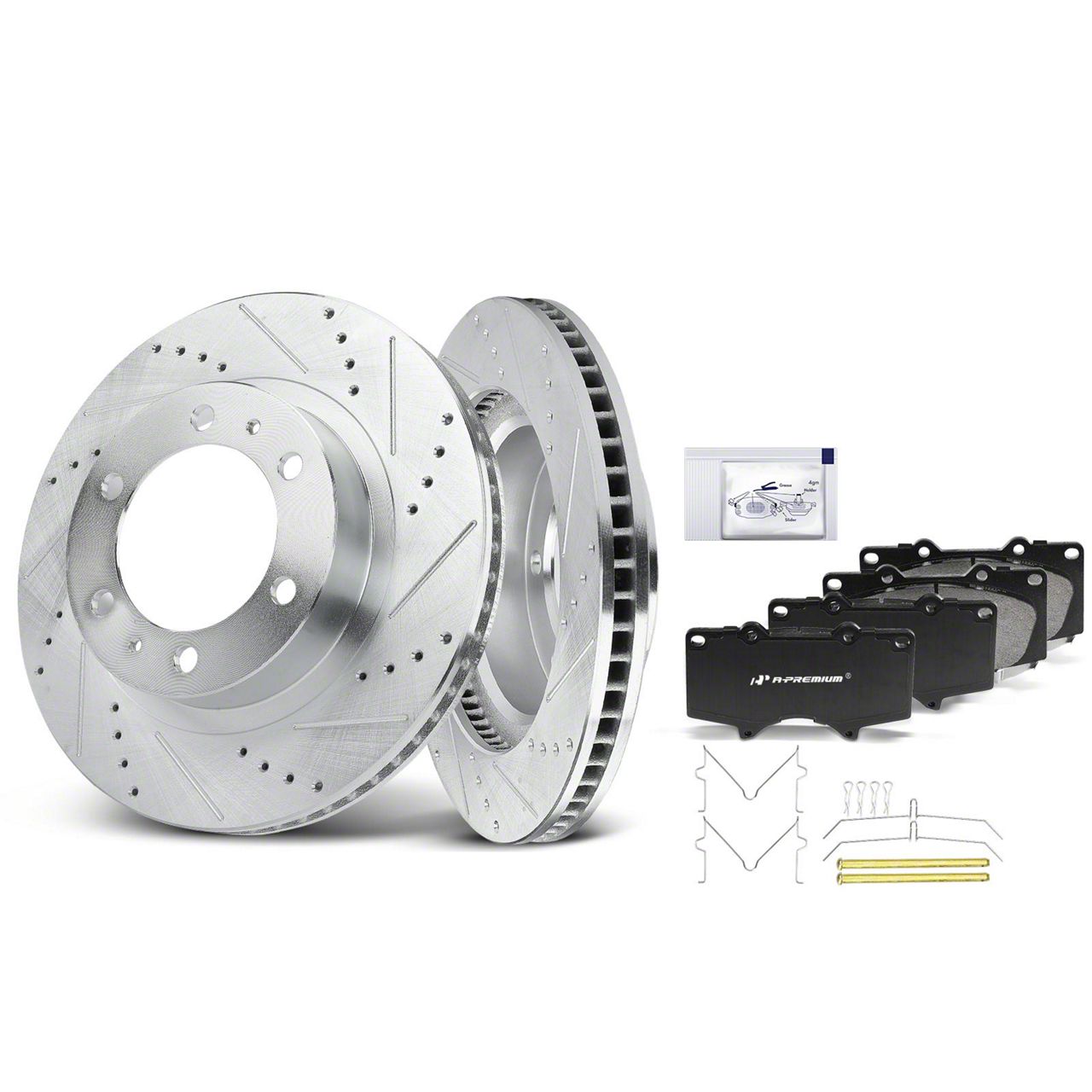 Toyota 4-Runner Drilled and Slotted 6-Lug Brake Rotor and Pad Kit ...