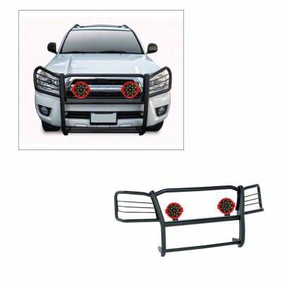 Toyota 4-Runner Grille Guard with 7-Inch Red Round LED Lights; Black ...