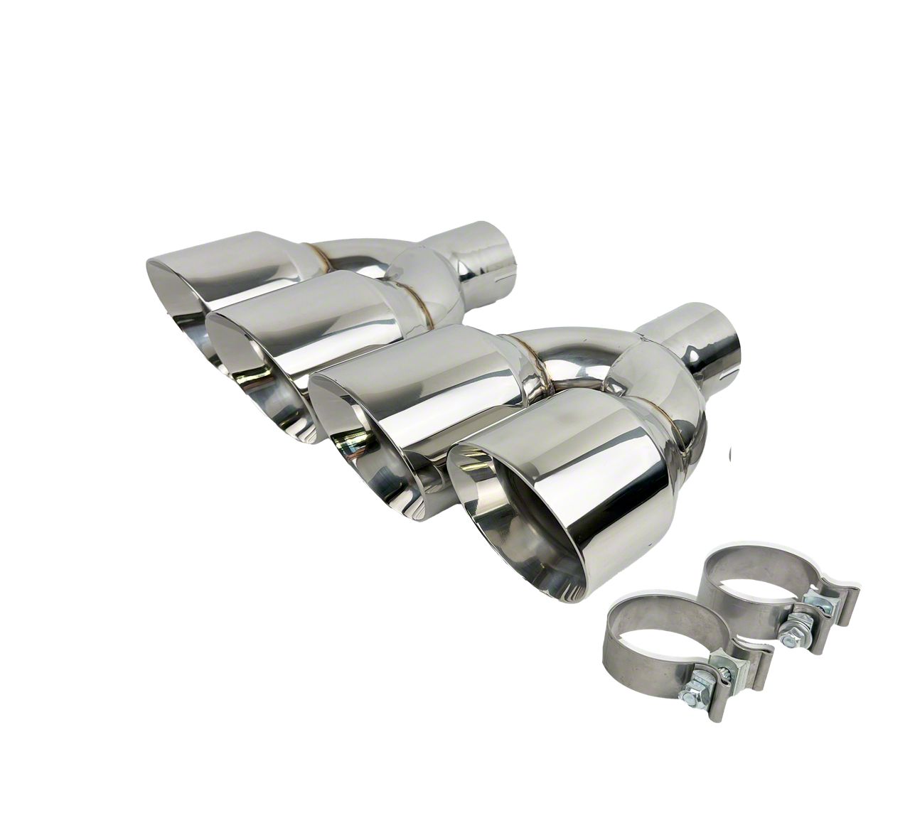 Toyota 4-Runner Quad Staggered Slant Cut Exhaust Tips; 4-Inch; Chrome ...