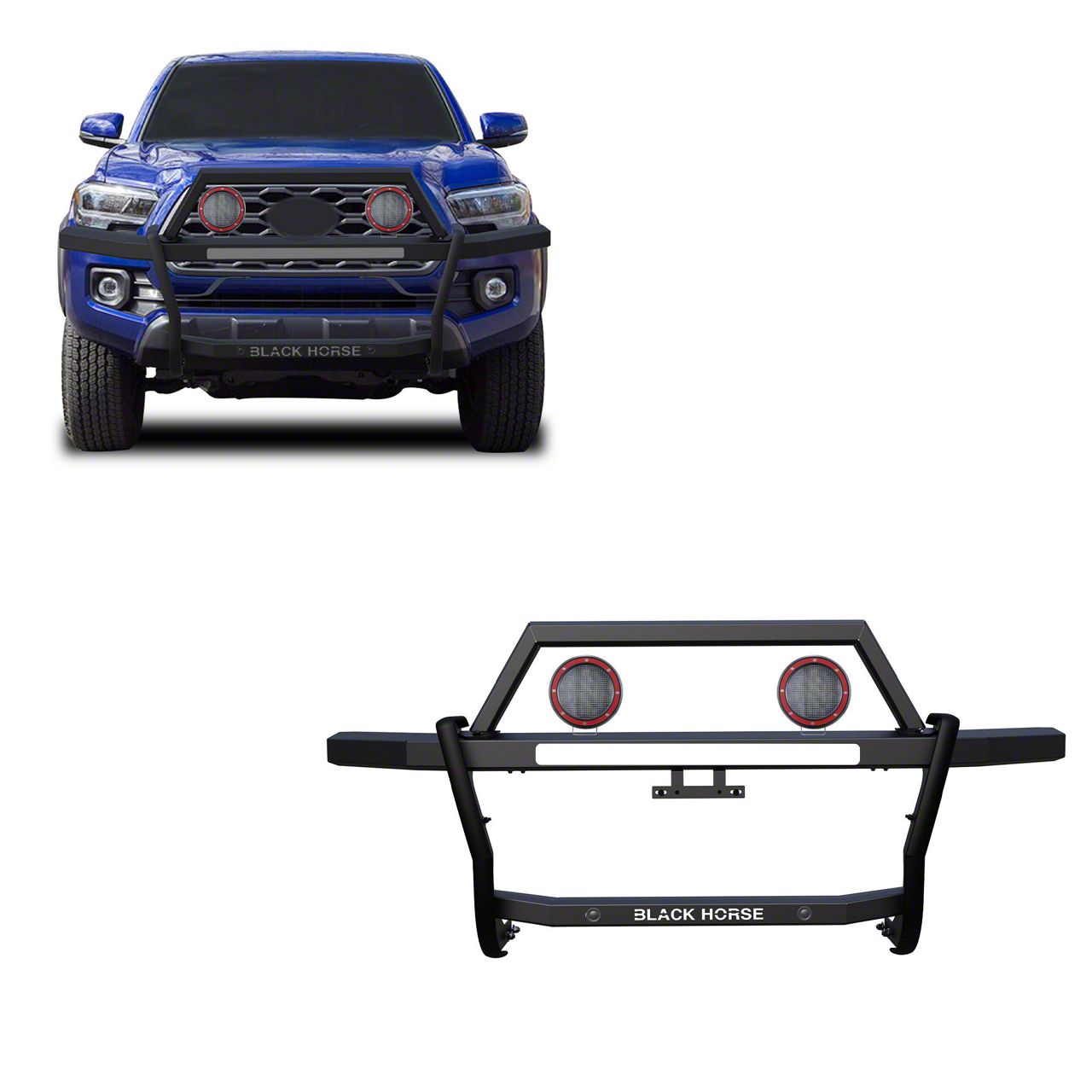 Toyota 4-Runner Rambler Grille Guard with 5.30-Inch Red Round Flood LED ...