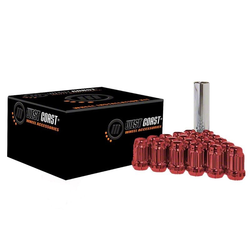 Toyota 4-Runner Red Acorn Spline Lug Nuts for Aftermarket Wheels; M12x1 ...