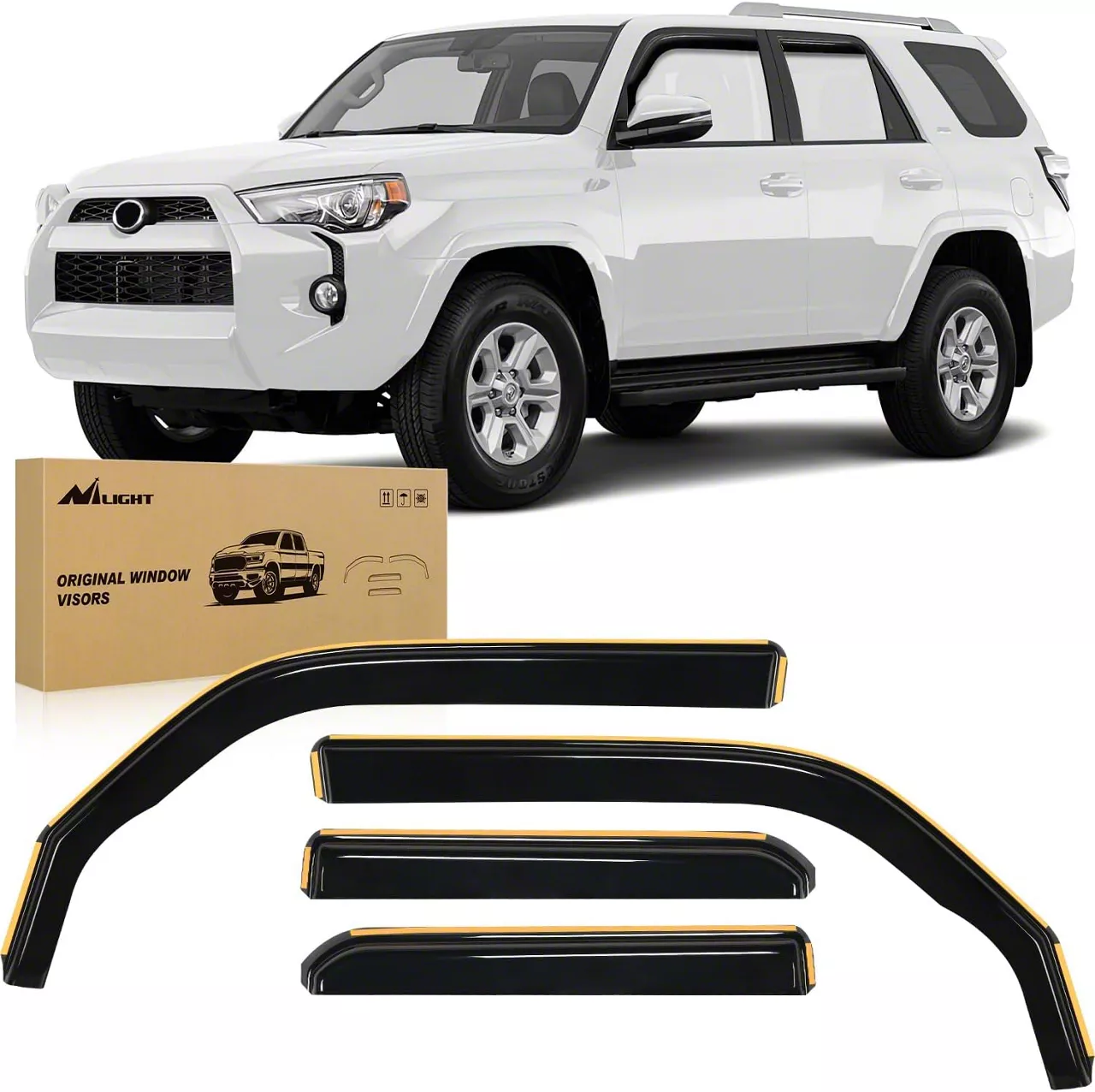 Toyota 4-Runner Side Window Deflectors; Front and Rear; Smoked (10-24 ...