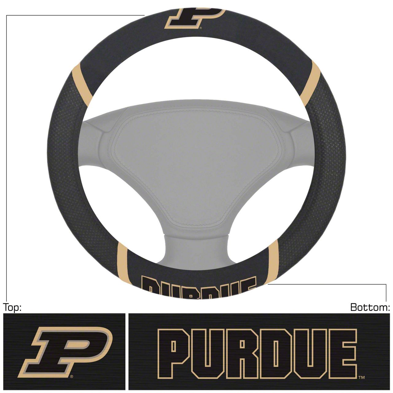 Toyota 4-Runner Steering Wheel Cover with Purdue University Logo; Black ...