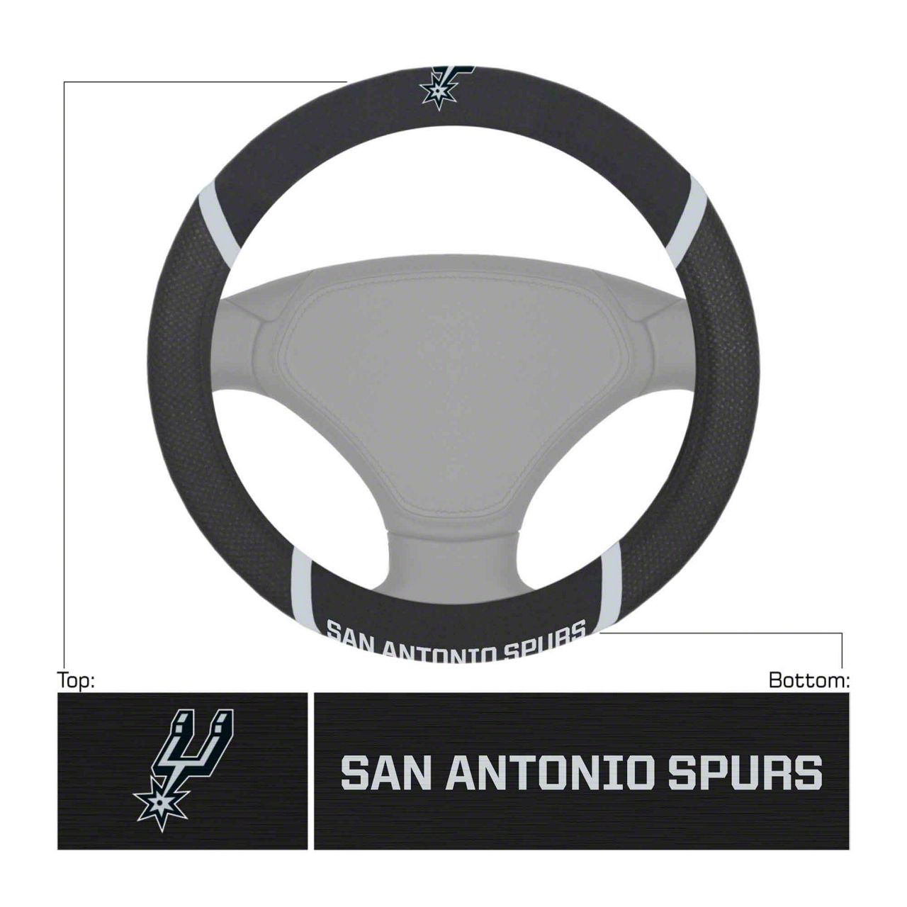 Toyota 4-Runner Steering Wheel Cover with San Antonio Spurs Logo; Black ...