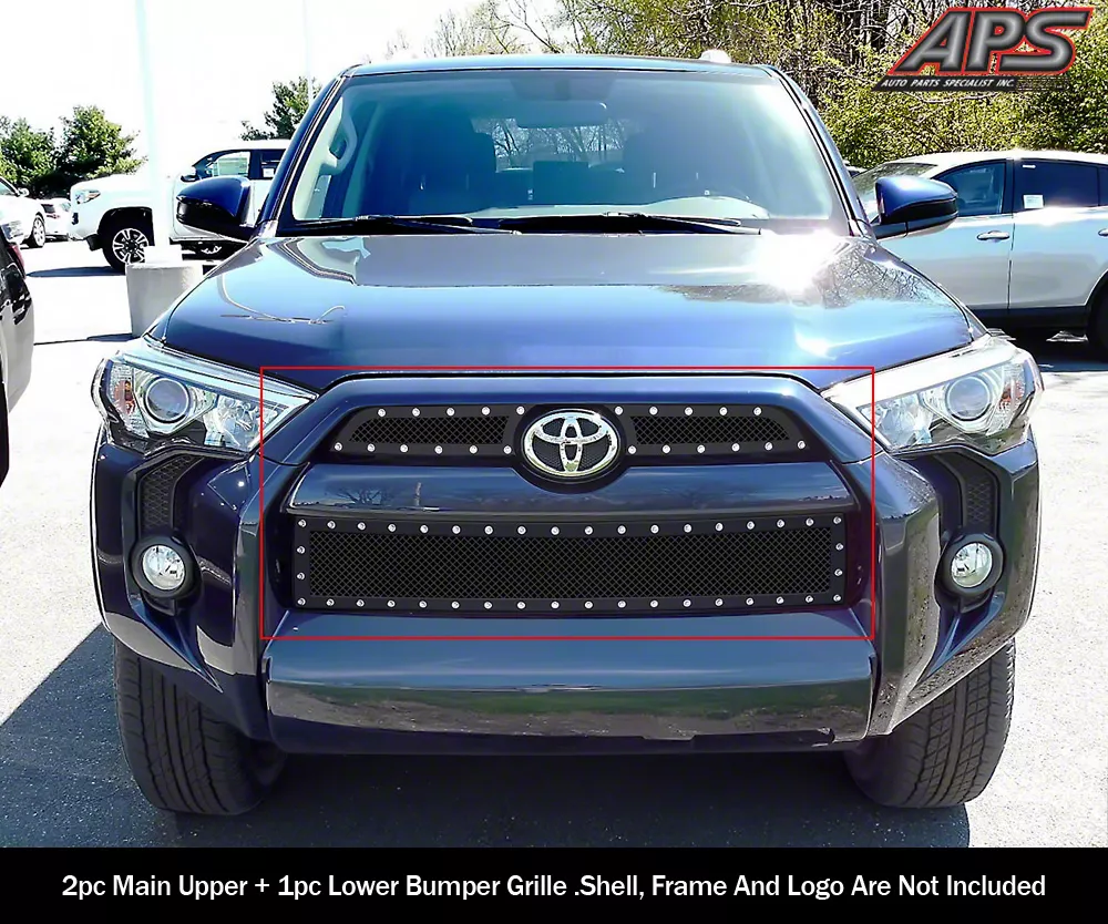 Toyota 4-Runner Wire Mesh Rivet Style Upper and Lower Bumper Overlay ...