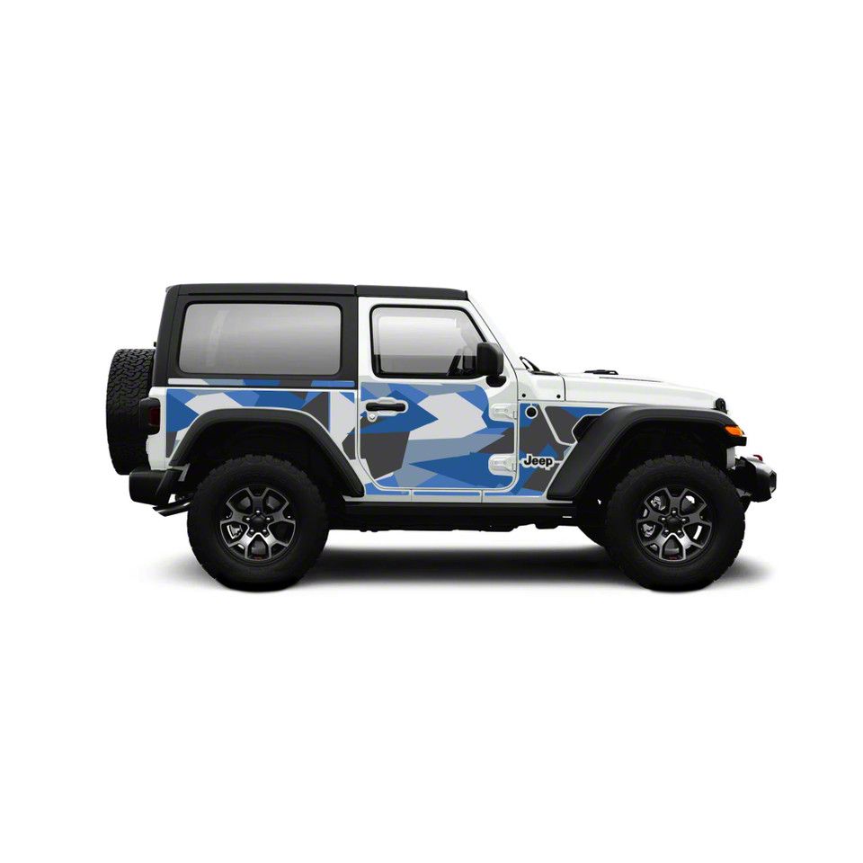 4x4 Attitude Jeep Wrangler Action Shield Body Armor; Blue Splinter Camo ...