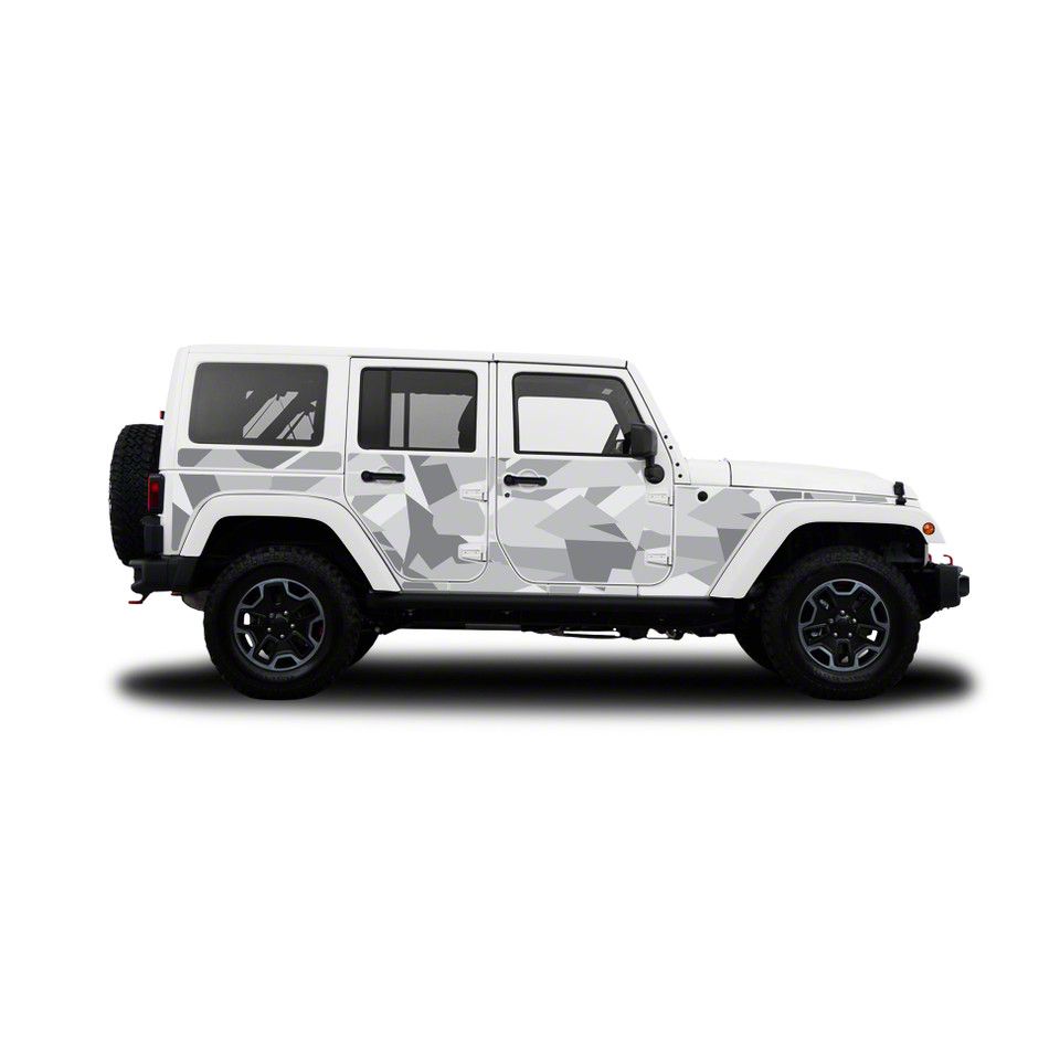 4x4 Attitude Jeep Wrangler Action Shield Body Armor; White Splinter Camo ASWHSPLCAMOJK4D-FK (07 ...
