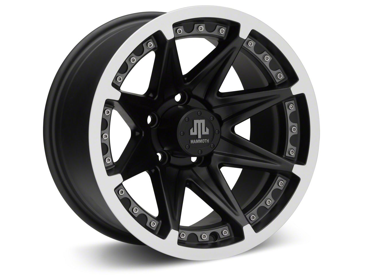 Mammoth Jeep Wrangler Type 88 Black Wheel; 15x8; -19mm Mammoth Jeep Wrangler Type 88 Black Wheel; 15x8; -19mm