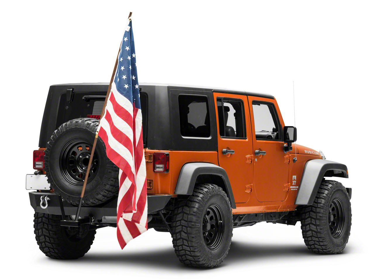 Steinjager Hitch Mounted Dual Flag Holder Black Universal Some Adaptation May Be Required