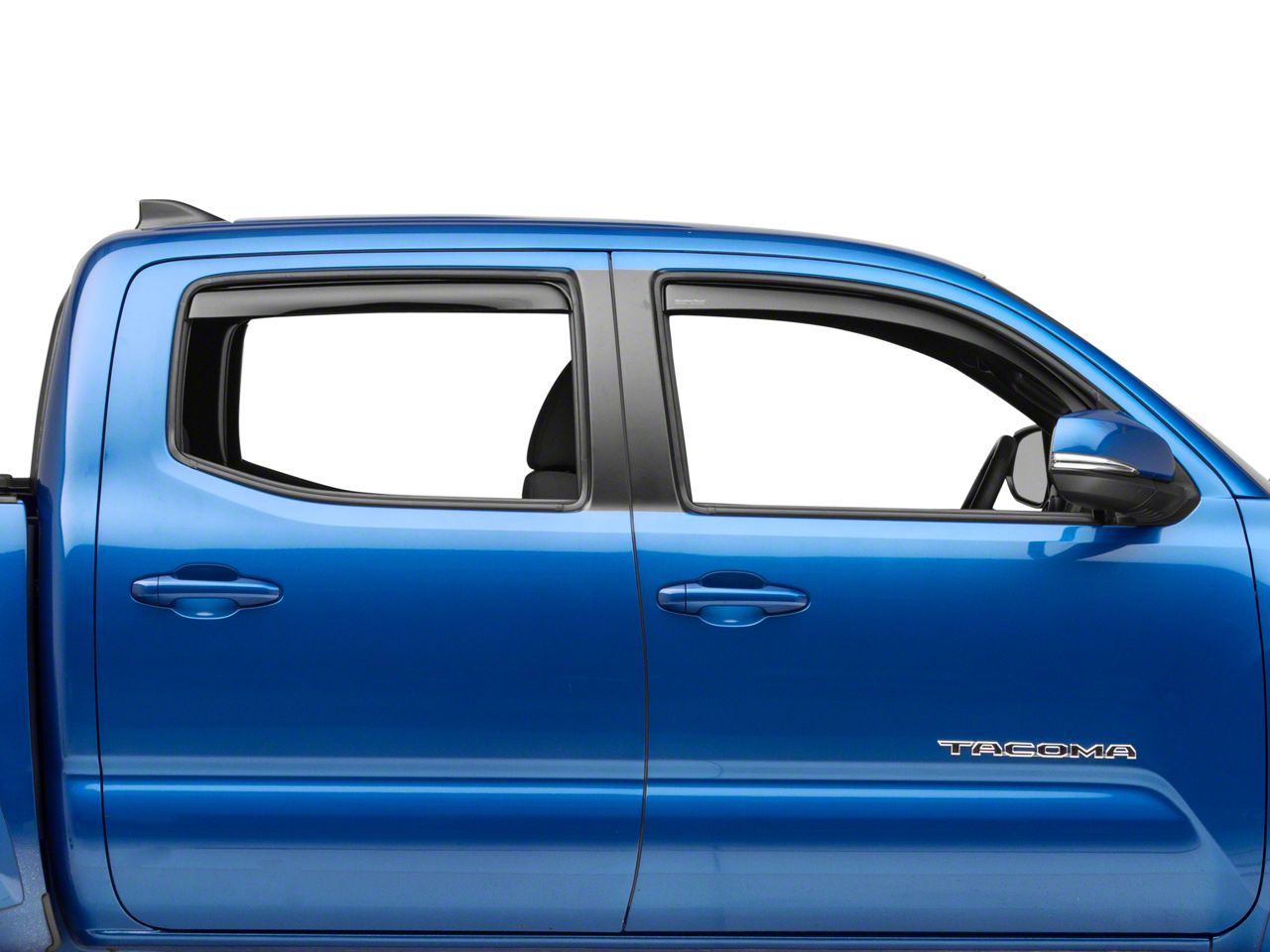 Weathertech Side Window Deflectors Front and Rear Dark Smoke 16 23 Tacoma Double Cab