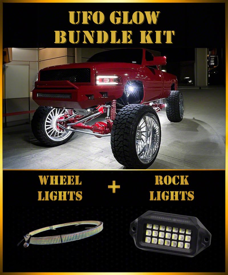 Adrenaline Offroad Bronco RGB+W Ultra Rock and 12-Row Switchback/Pure White Wheel Light UFO Glow ...