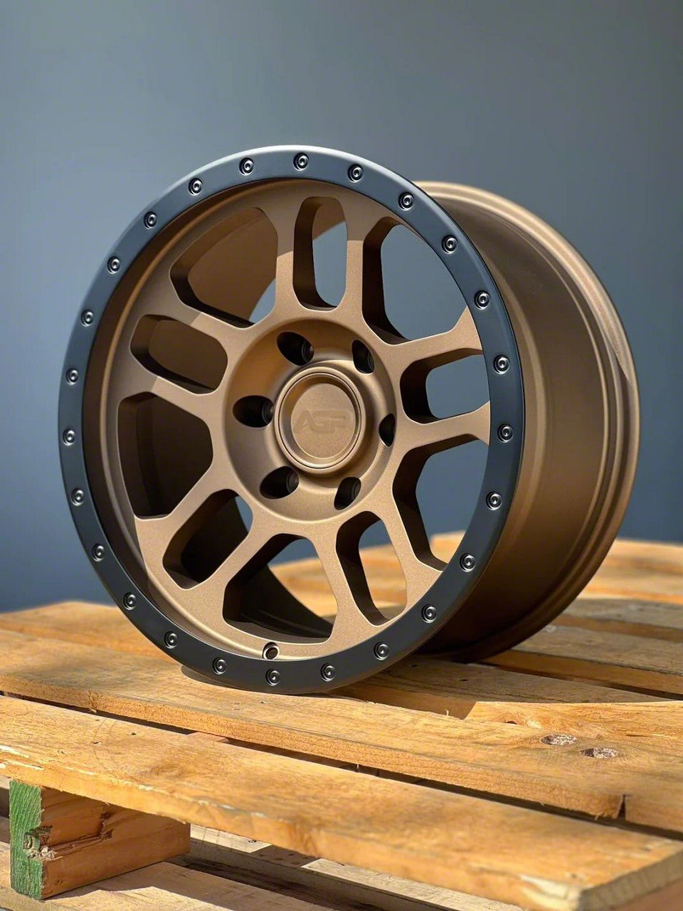 AGP Wheels Bronco Trux Bronze with Matte Black Ring 6-Lug Wheel; 17x9 ...