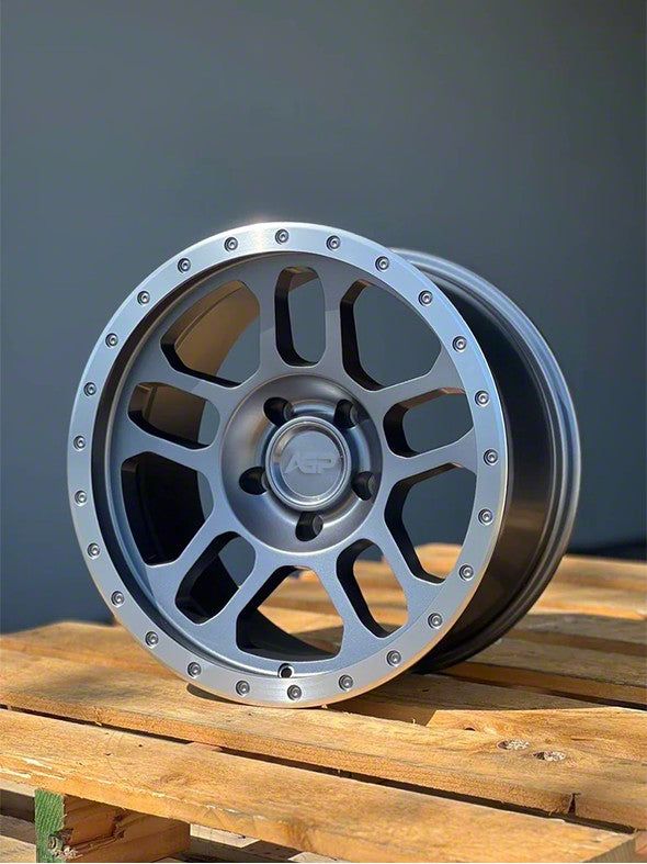 AGP Wheels Jeep Wrangler Trux Grey with Machined Ring Wheel; 17x9 ...