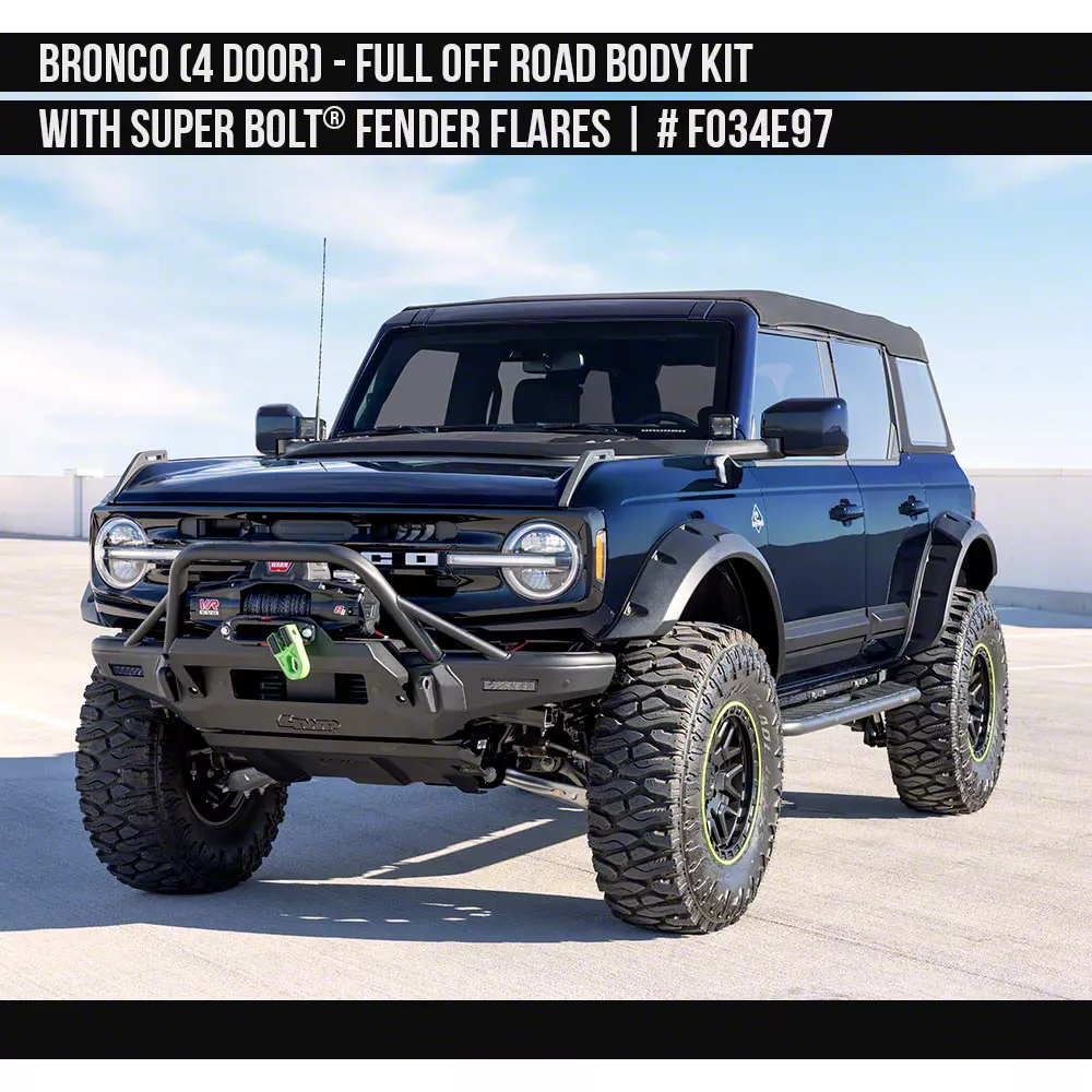 Air Design Bronco Full Off-Road Body Kit; Satin Black FO34E97 (21-26 ...