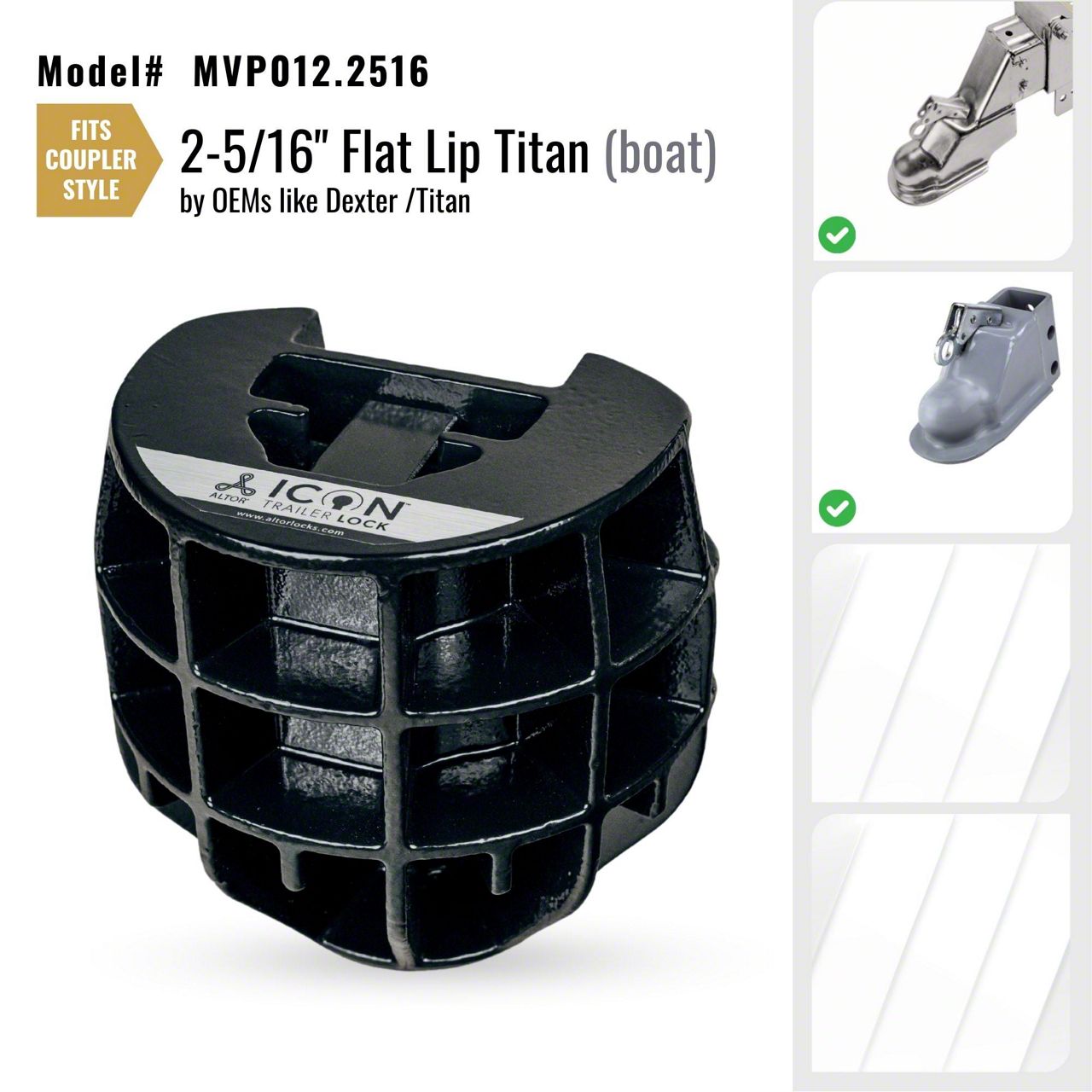 Altor Bronco Icon Trailer Coupler Lock for 2-5/16-Inch Hitch Ball; Flat ...