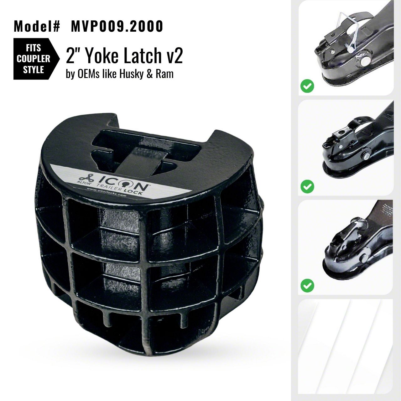 Altor Bronco Icon Trailer Coupler Lock for 2-Inch Hitch Ball; Yoke Coupler MVP009.2000 - Free ...