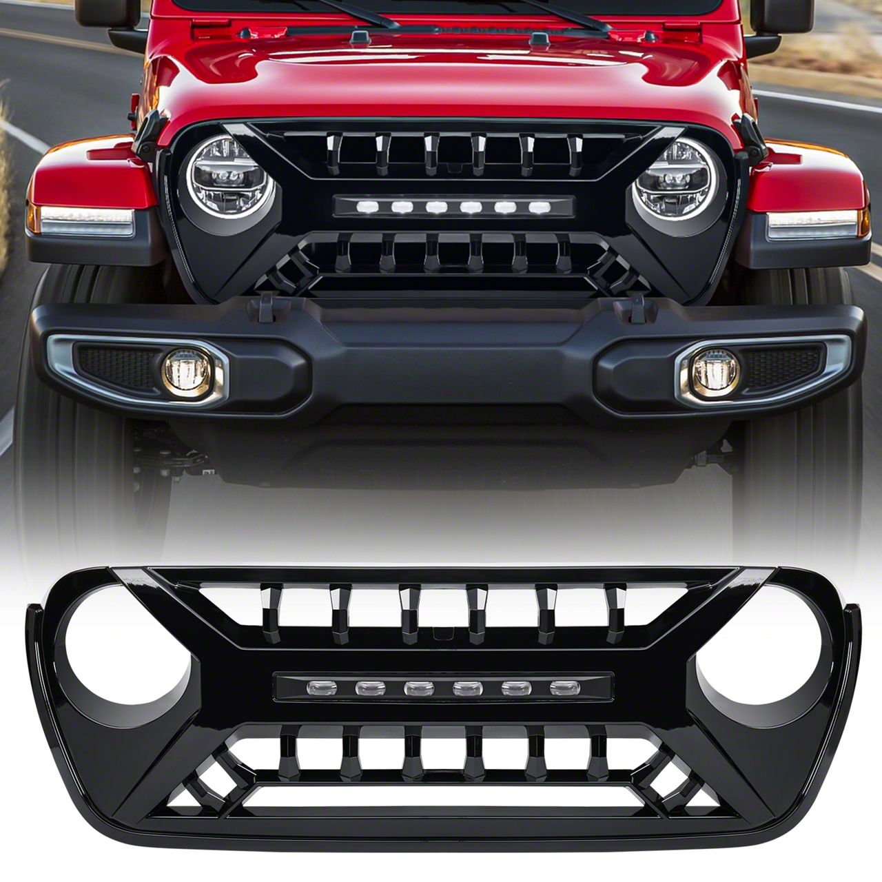 American Modified Jeep Gladiator Armor Grille with Off-Road Lights ...