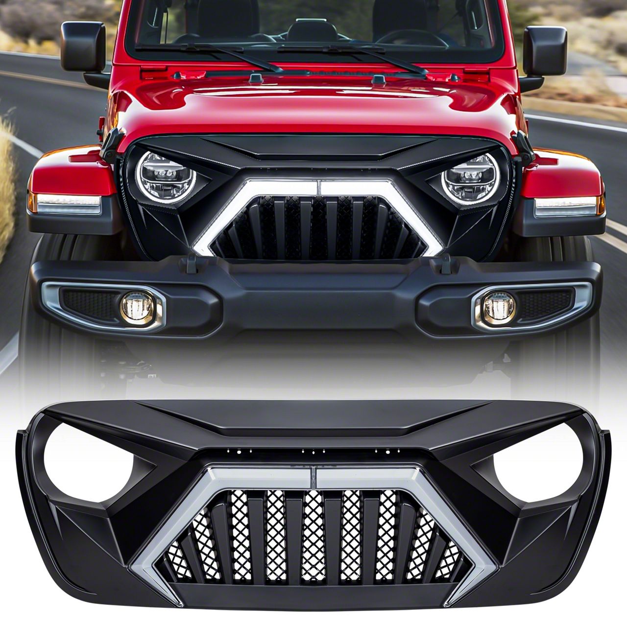 American Modified Jeep Gladiator Goliath Grille with LED DRL and Turn ...