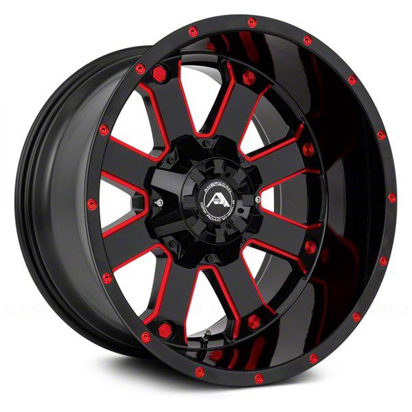 American Off-Road Wheels Bronco A108 Gloss Black Milled with Red Tint 6 ...