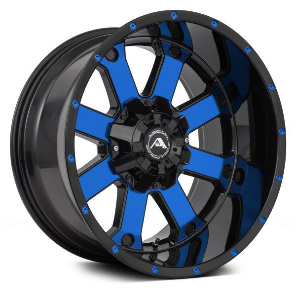 American Off-Road Wheels Bronco A108 Gloss Black Machined with Blue ...