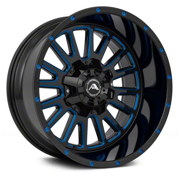 American Off-Road Wheels Tacoma A105 Gloss Black Milled with Blue Tint ...