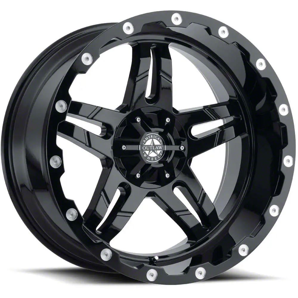 American Outlaw Wheels Titan Revolver Gloss Black 6-Lug Wheel; 20x10 ...