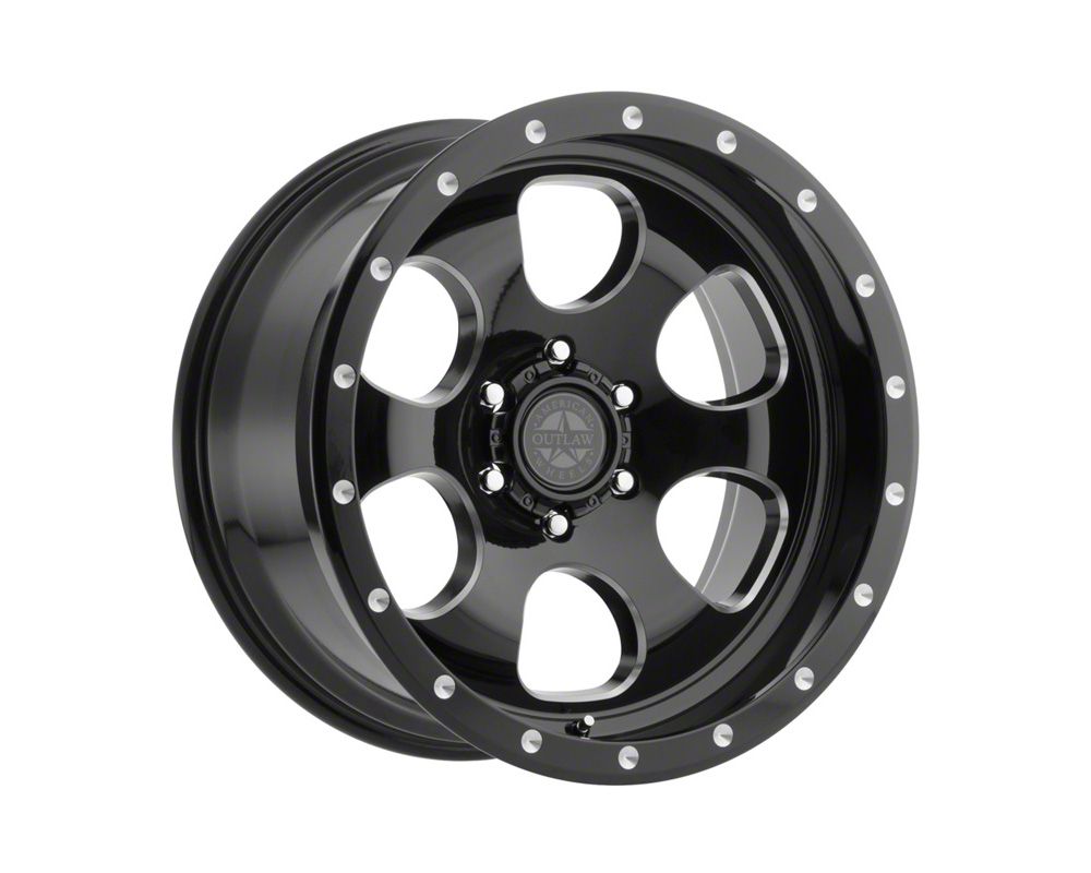 American Outlaw Wheels Titan XD Gambler Gloss Black Milled 6-Lug Wheel ...