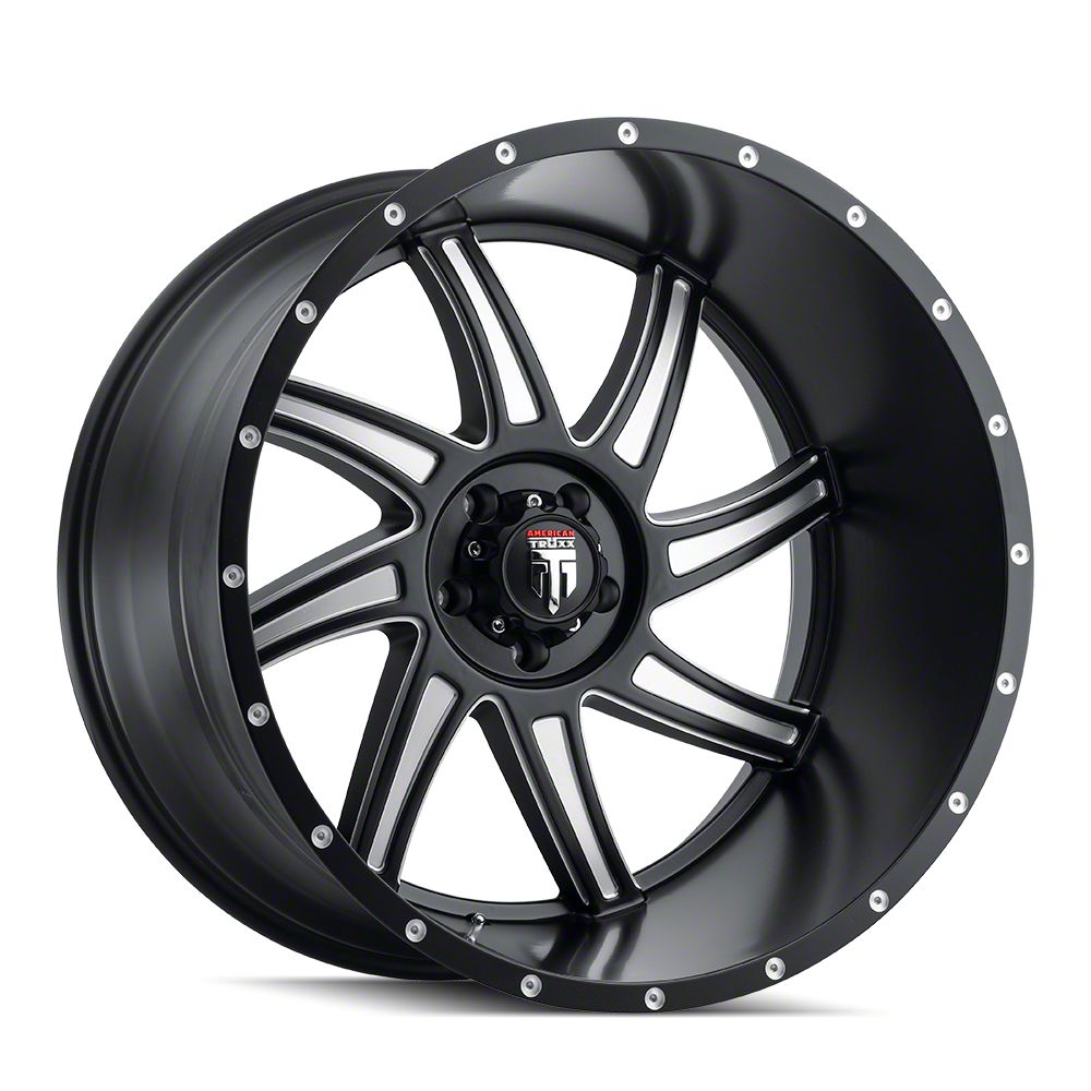 American Truxx Jeep Wrangler Vortex Satin Black Milled Wheel; 24x14 ...