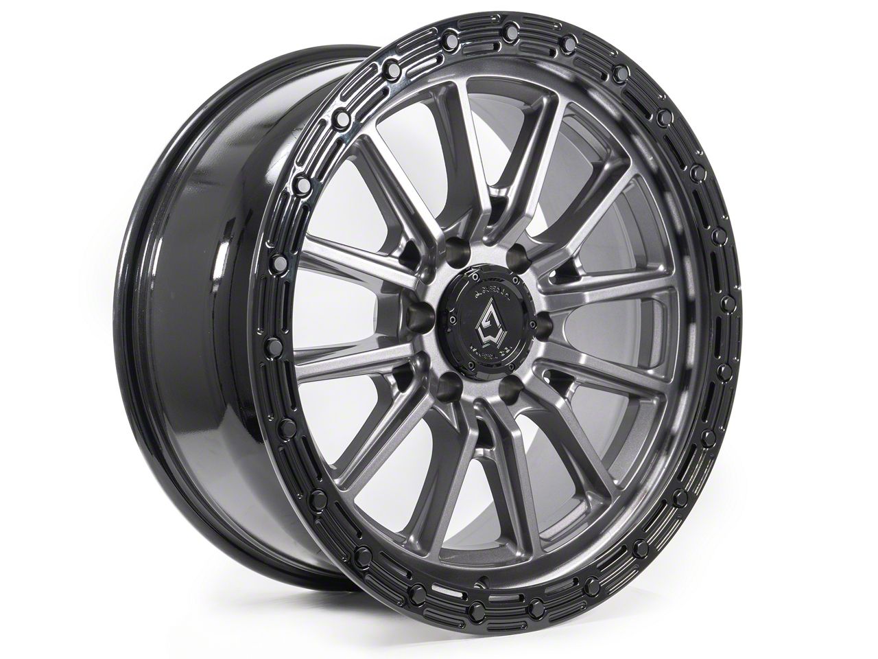 Arena Bronco Trek Glossy Gun Metal Center with Glossy Black Lip 6-Lug ...