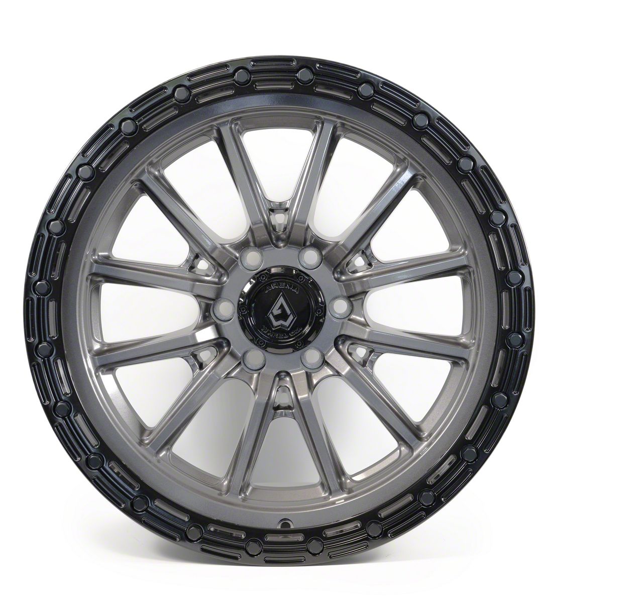 Arena Bronco Trek Glossy Gun Metal Center with Glossy Black Lip 6-Lug ...