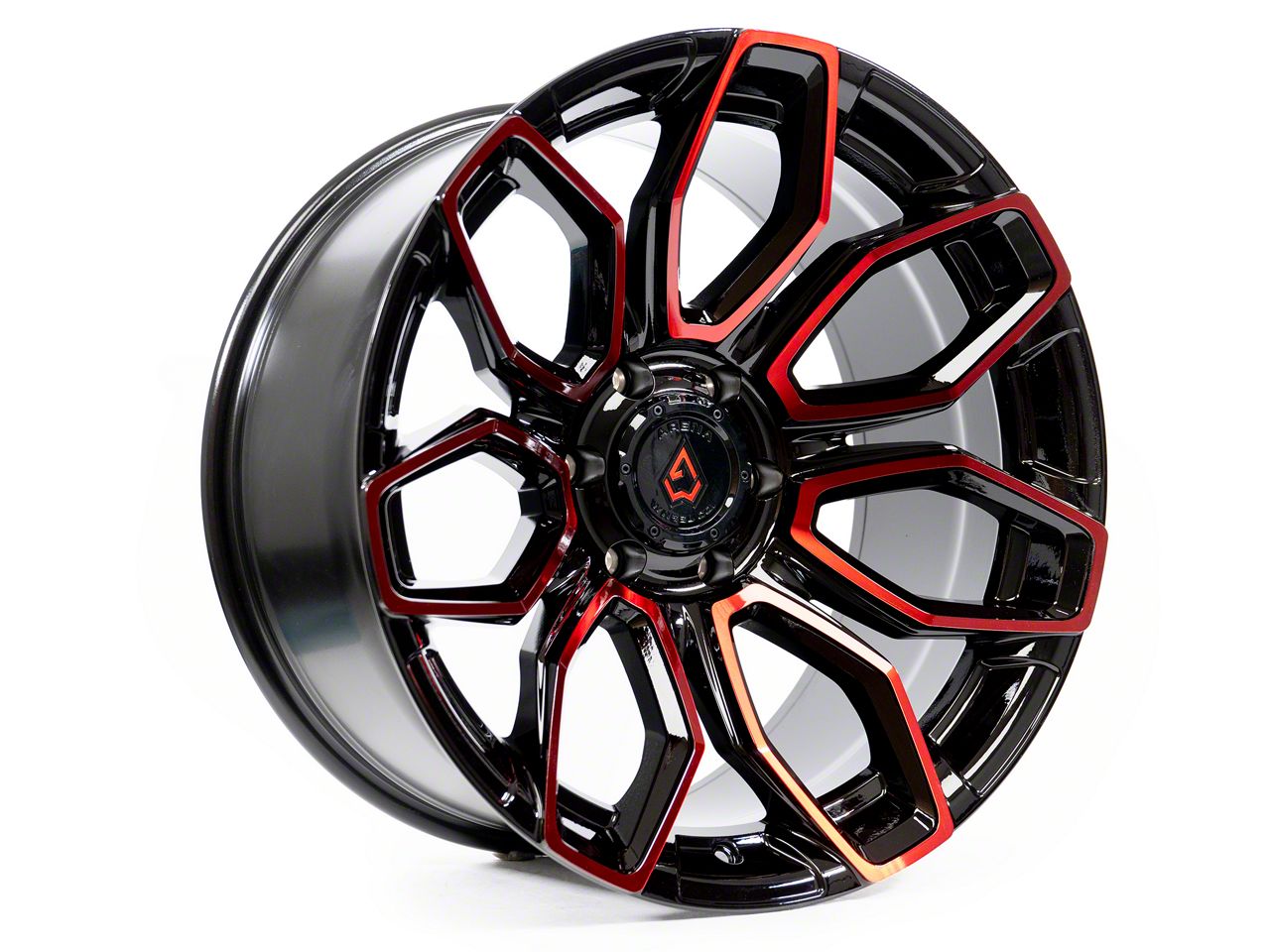 Arena Jeep Gladiator Cobra Glossy Black Machine with Red Tint Wheel ...