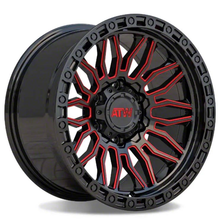 ATW Off-Road Wheels Titan XD Nile Gloss Black with Red Milled Spokes 6 ...