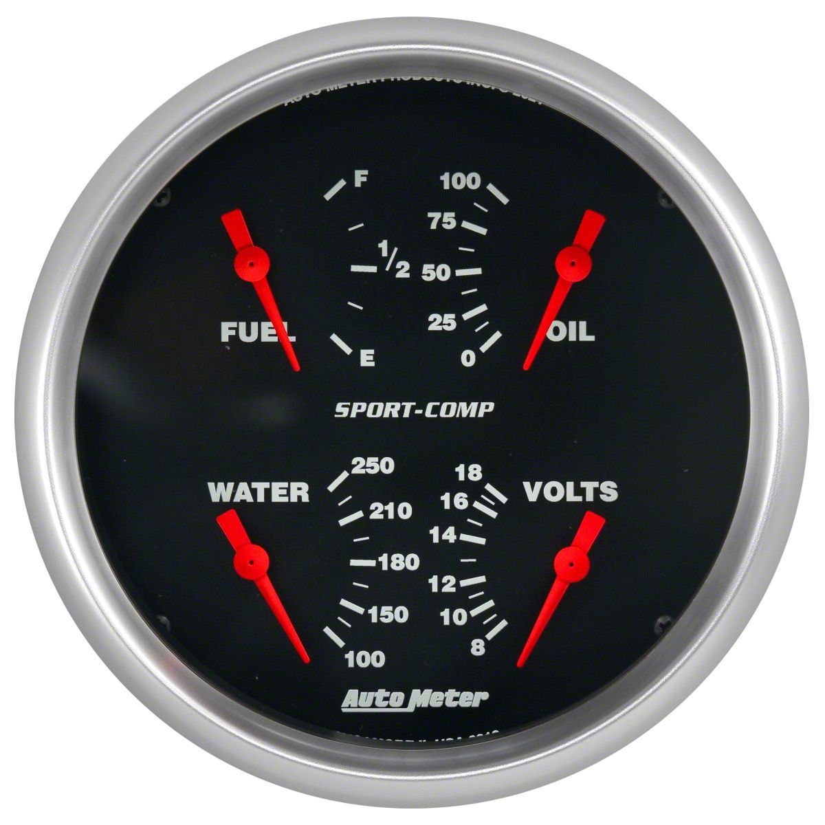 Auto Meter Toyota 4-Runner Sport-Comp Series 5-Inch Quad Gauge; 0 ohm ...