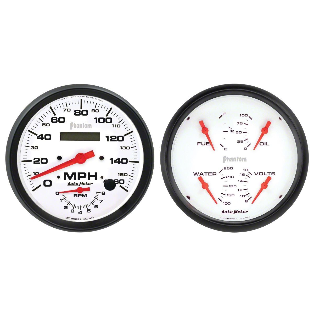 Auto Meter Jeep Gladiator Phantom Series 5-Inch Quad and Tachometer ...