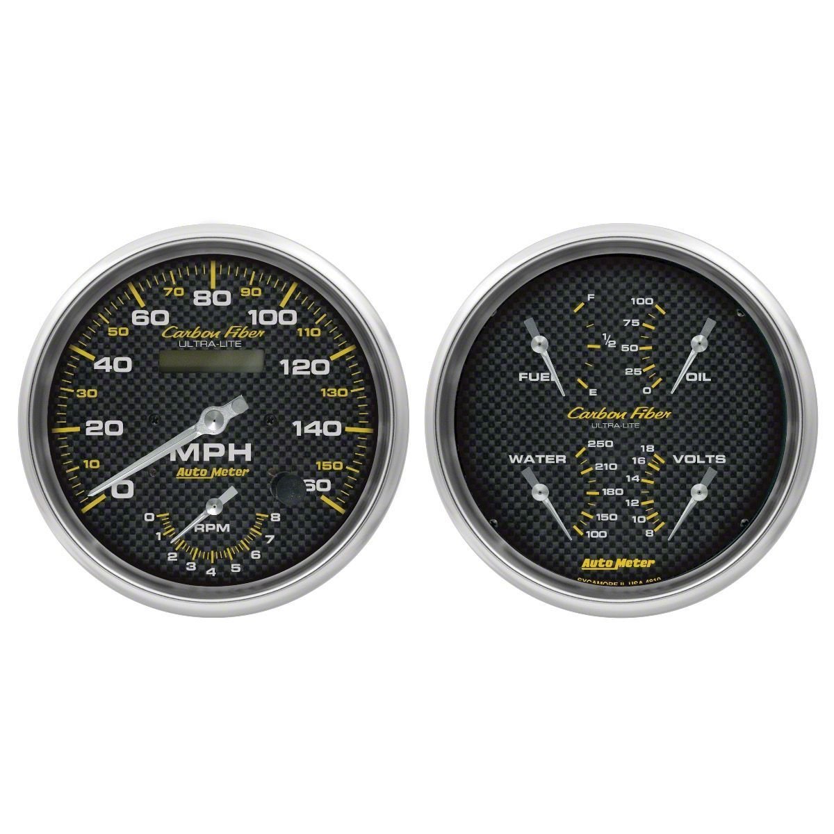 Auto Meter Jeep Wrangler Carbon Fiber Series 5-Inch Quad and Tachometer ...