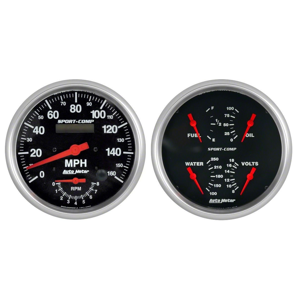 Auto Meter Jeep Wrangler Sport-Comp Series 5-Inch Quad and Tachometer ...
