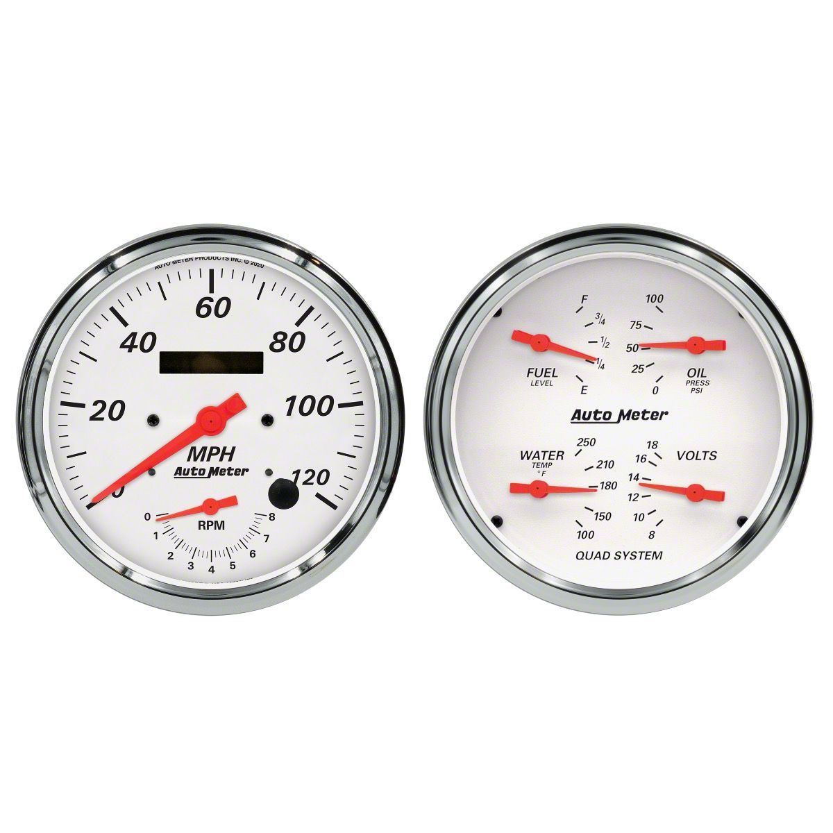 Auto Meter Tacoma Arctic White Series 5-Inch Quad and Tachometer ...