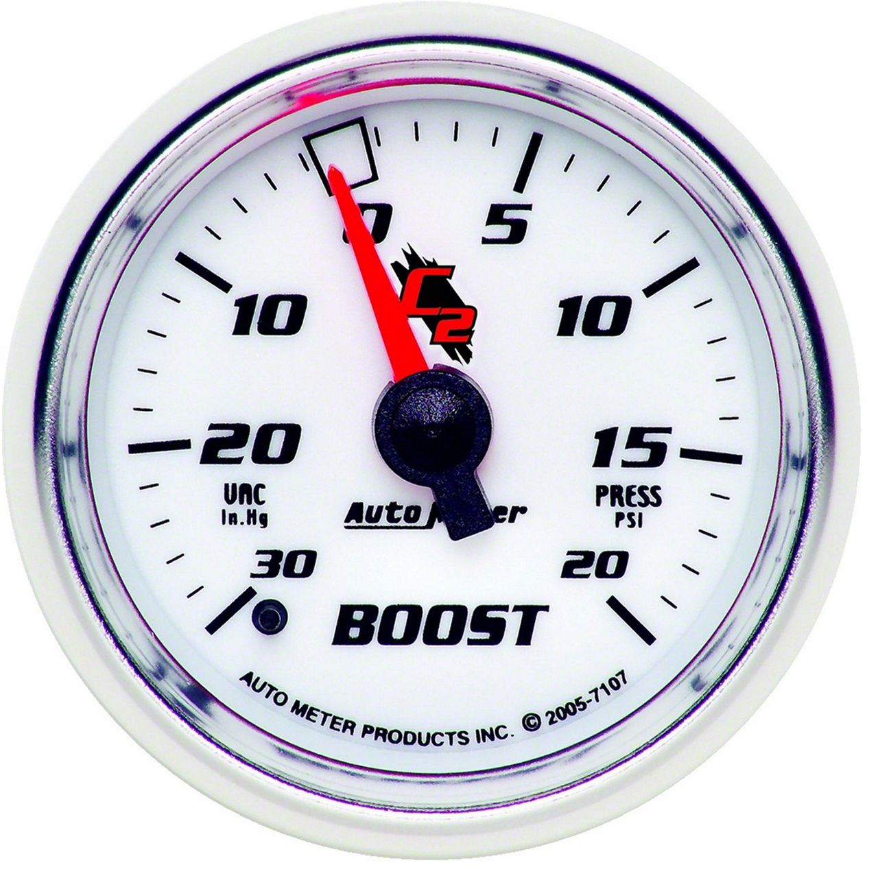 Auto Meter Tacoma C2 Series 2-1/16-Inch Boost/Vacuum Gauge; 30 inHG / 20 PSI; Mechanical 7107 ...