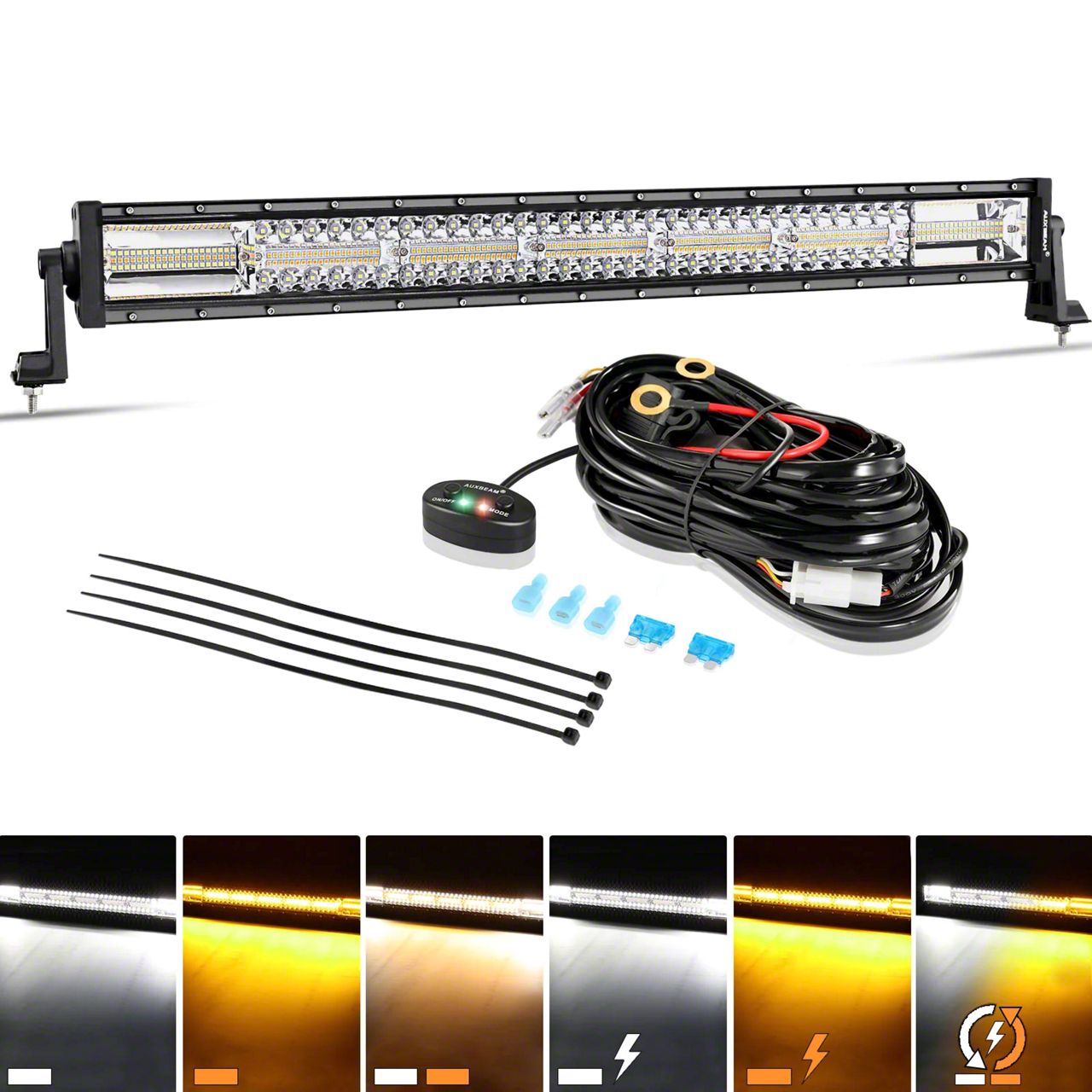 Auxbeam Toyota 4-Runner 32-Inch Straight LED Light Bar; White and Amber ...