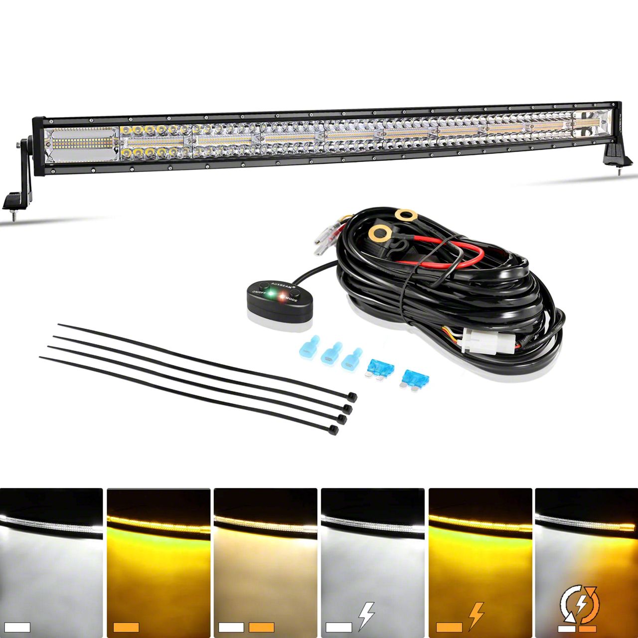 Auxbeam Bronco Sport 42-Inch Curved LED Light Bar; White and Amber ...