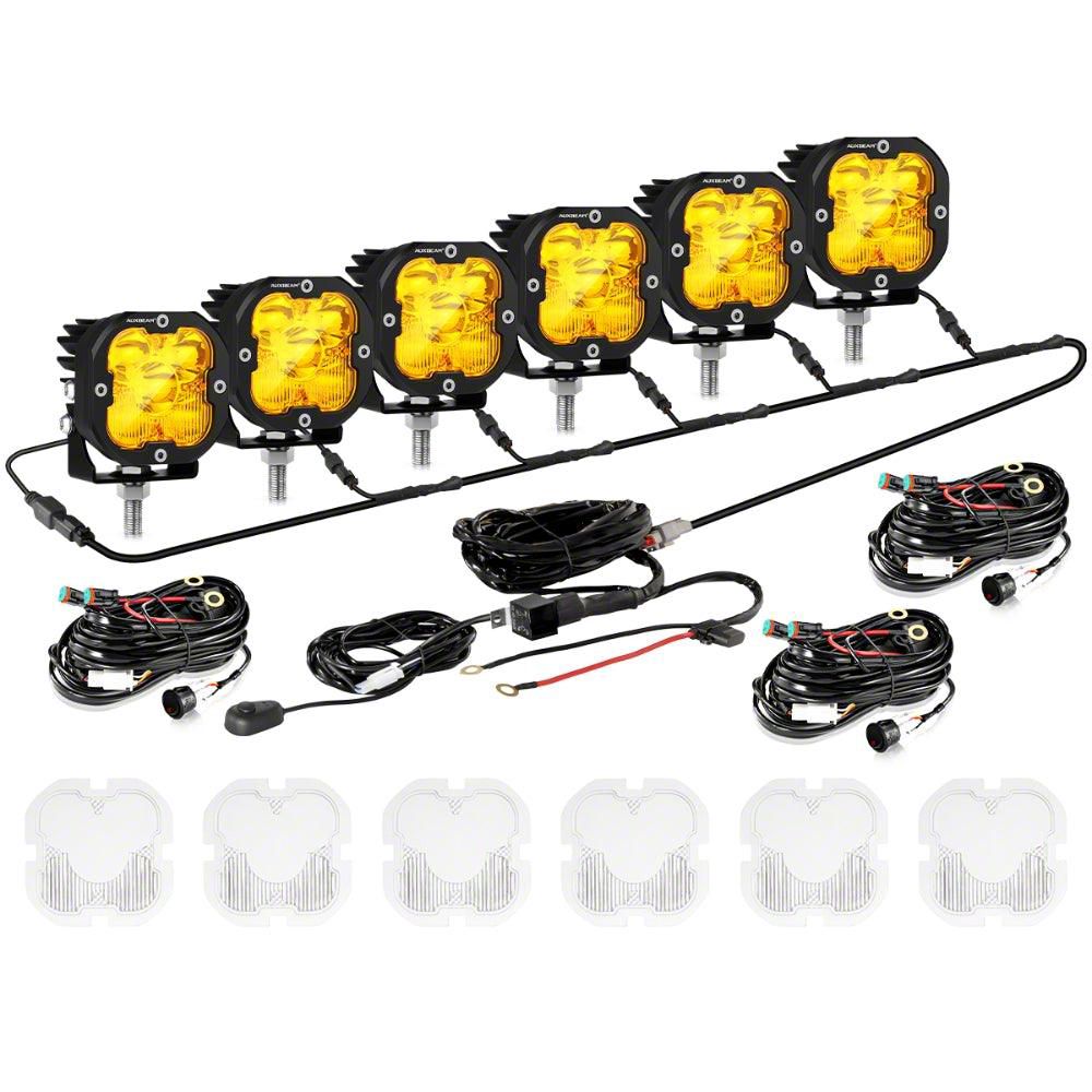 Auxbeam Jeep Wrangler XP-ULTRA Series 3-Inch LED Pod Lights with 6-Pod ...