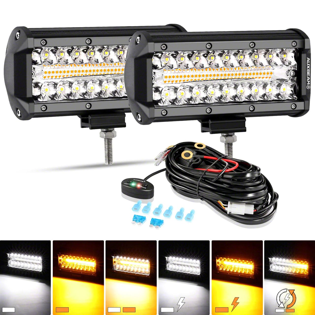 Auxbeam Tacoma 7-Inch LED Light Bar; White and Amber ZD000646 ...