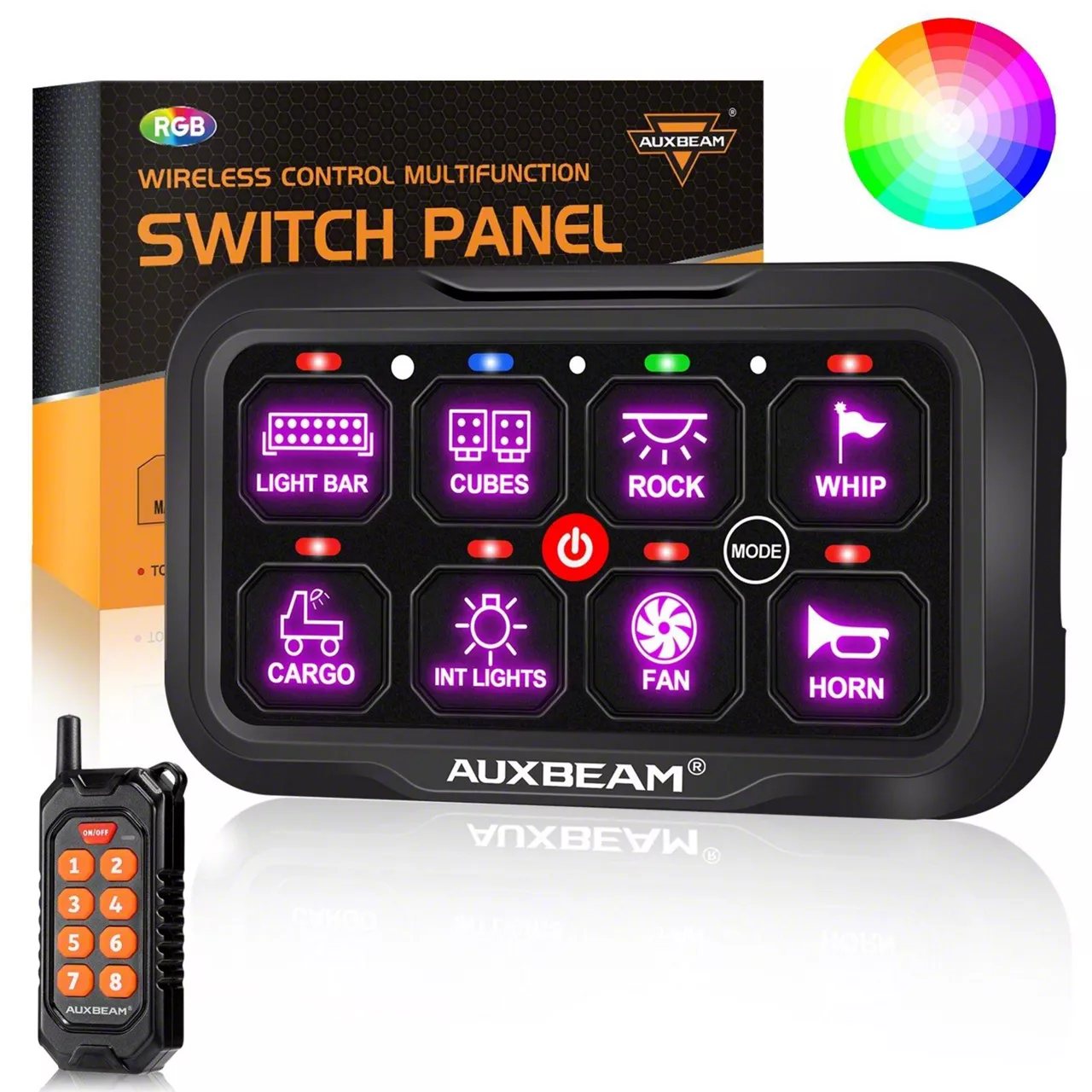Auxbeam Tacoma RC-800 Series RGB 8-Gang Multifunction Switch Panel with ...