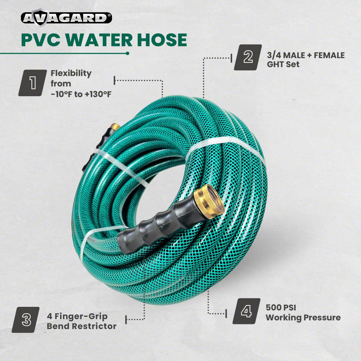Avagard Universal XT PVC Water Hose; 3/4-Inch x 15-Foot; 2-Pack ...